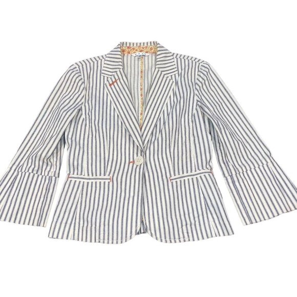 CAbi | Jackets & Coats | Cabi Blue White Striped Ticking Blazer Sz 2 ...